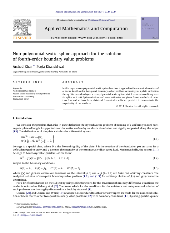 Pdf Non Polynomial Sextic Spline Approach For The Solution Of Fourth Order Boundary Value Problems