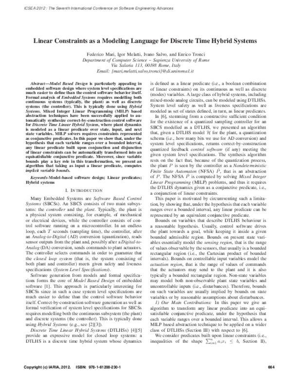 (PDF) Linear Constraints as a Modeling Language for Discrete Time ...