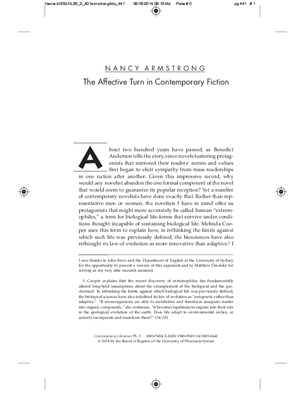 (PDF) The Affective Turn in Contemporary Fiction