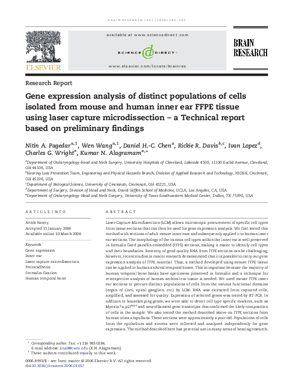 (PDF) Gene expression analysis of distinct populations of cells ...