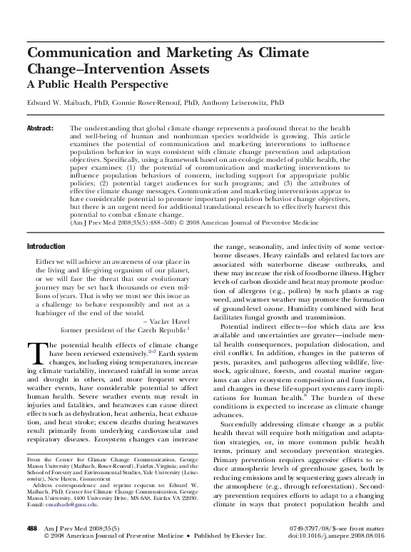 (PDF) Communication and Marketing As Climate Change–Intervention Assets