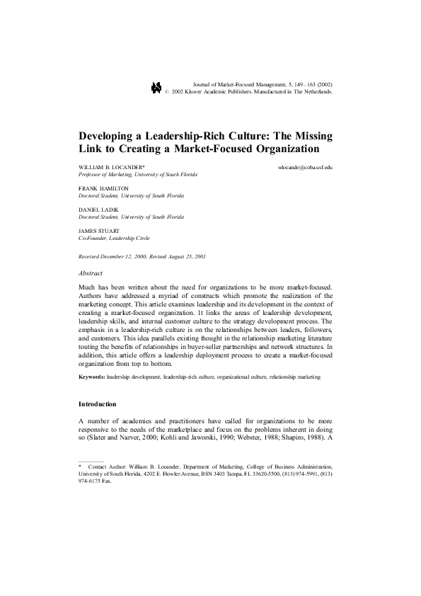 (PDF) Developing a leadership-rich culture: The missing link to ...