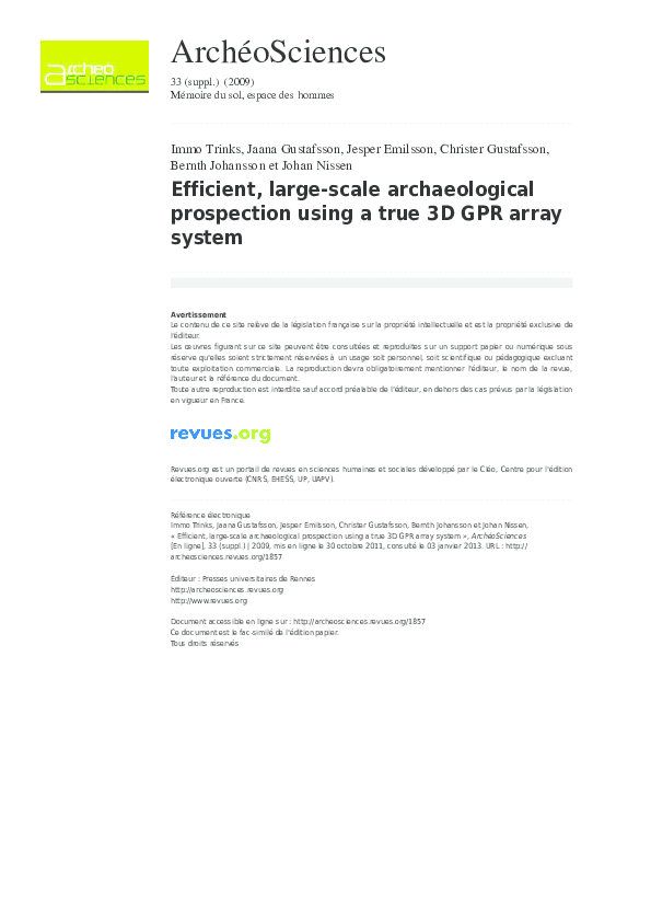 (PDF) Efficient, large‐scale archaeological prospection using a true three‐dimensional ground ...