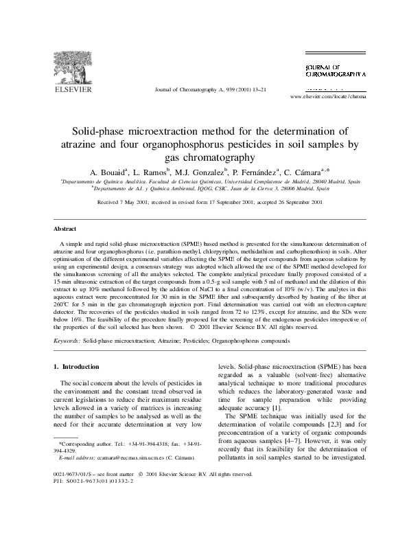 Pdf Solid Phase Microextraction Method For The Determination Of