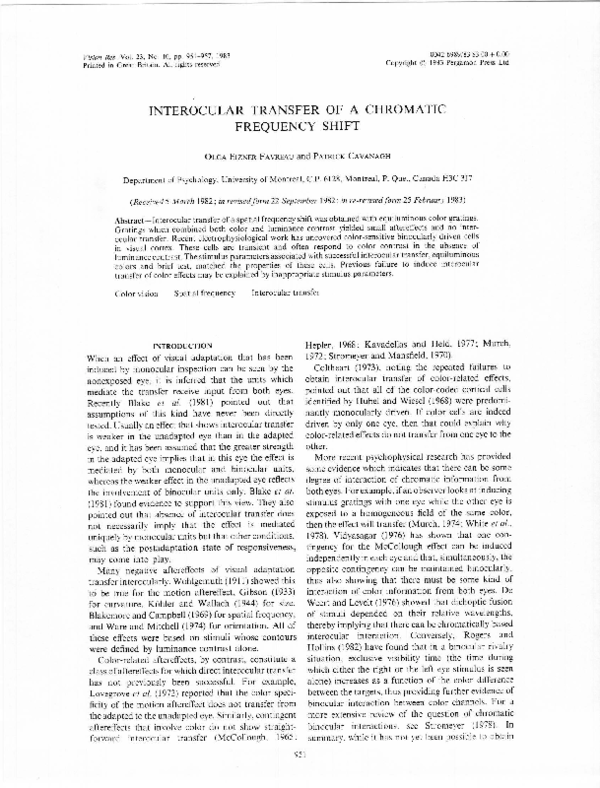(PDF) Interocular transfer of a chromatic frequency shift