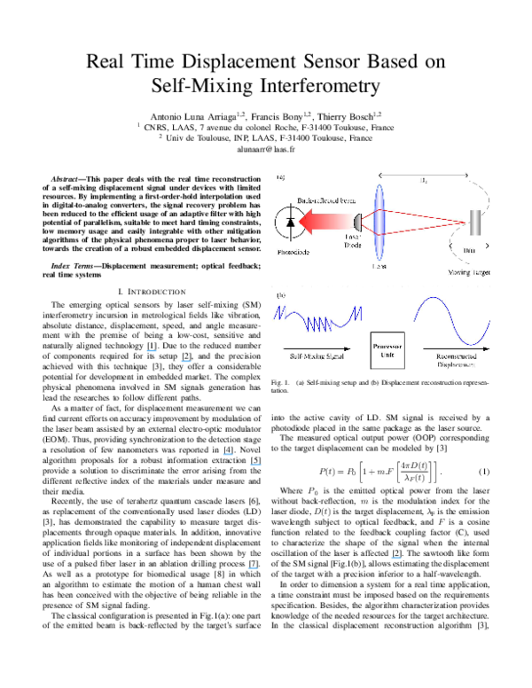 Pdf Real Time Displacement Sensor Based On Self Mixing Interferometry F Bony