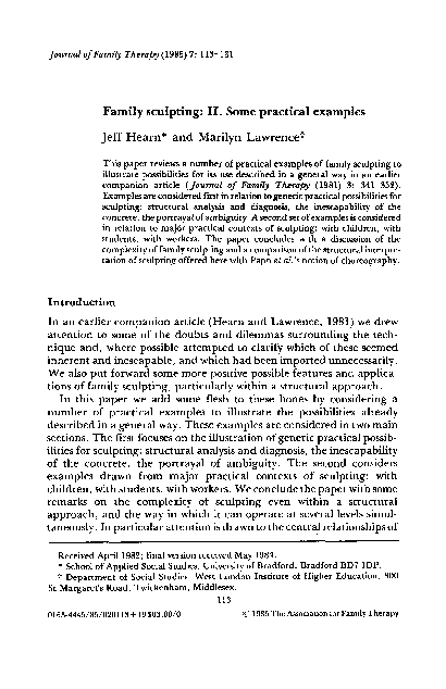 (PDF) Family sculpting: II. Some practical examples