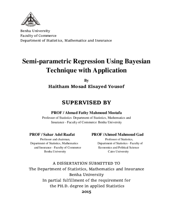 Pdf Semi Parametric Regression Using Bayesian Technique With Application