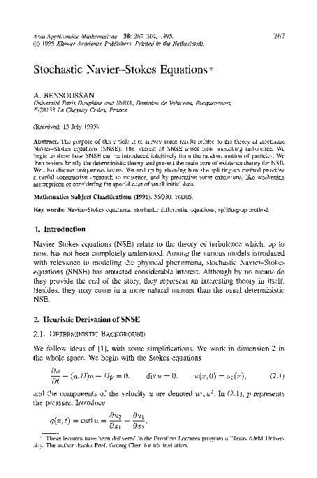 (PDF) Stochastic Navier-Stokes Equations