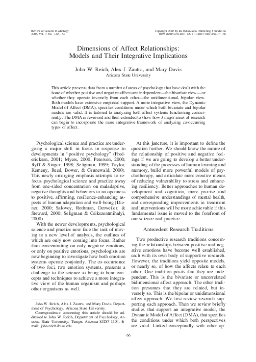 (PDF) Dimensions of affect relationships: Models and their integrative ...