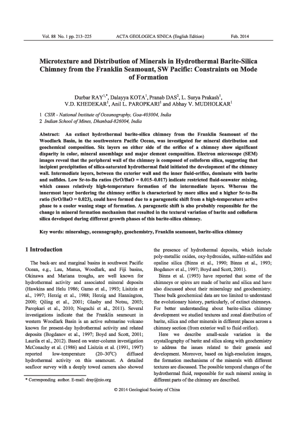 (PDF) Microtexture and Distribution of Minerals in Hydrothermal Barite ...