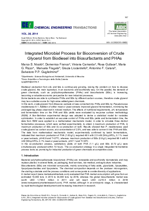 (PDF) Integrated Microbial Process for Bioconversion of Crude Glycerol ...