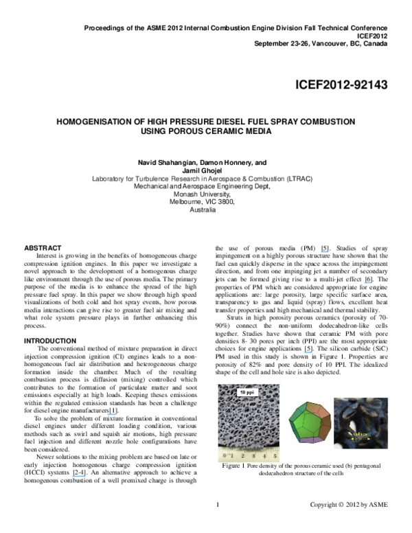 (PDF) Homogenisation of High Pressure Diesel Fuel Spray Combustion ...