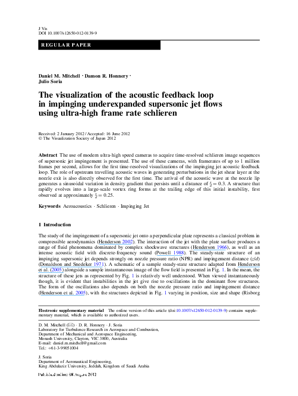 (PDF) The visualization of the acoustic feedback loop in impinging ...