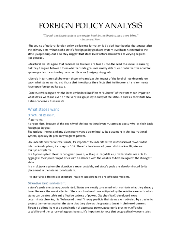 (PDF) FOREIGN POLICY ANALYSIS