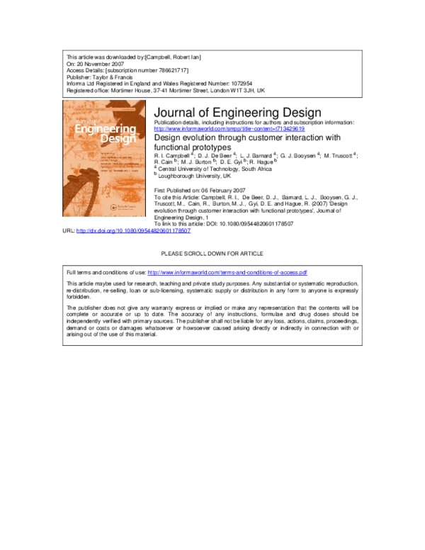 (PDF) Design evolution through customer interaction with functional ...