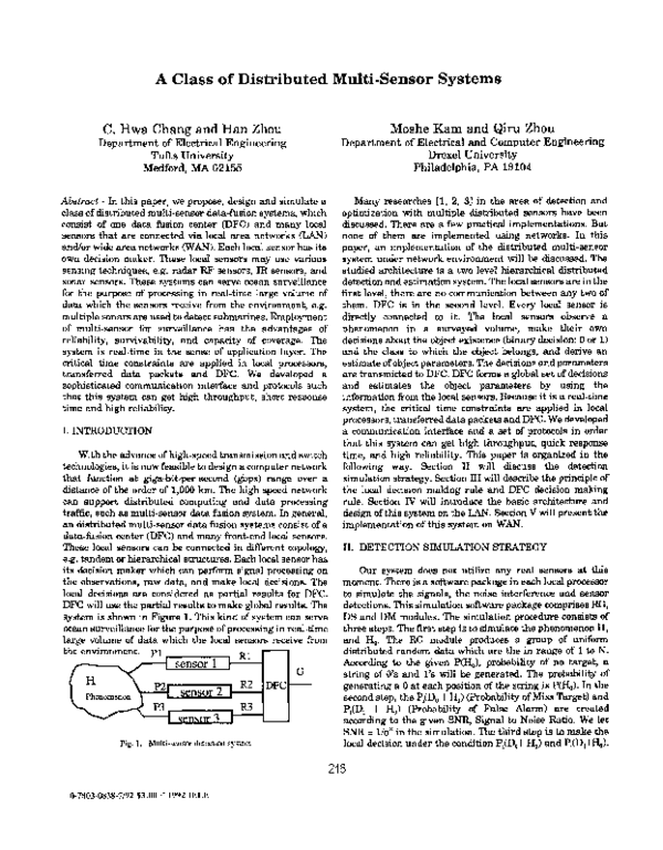 Pdf A Class Of Distributed Multi Sensor Systems
