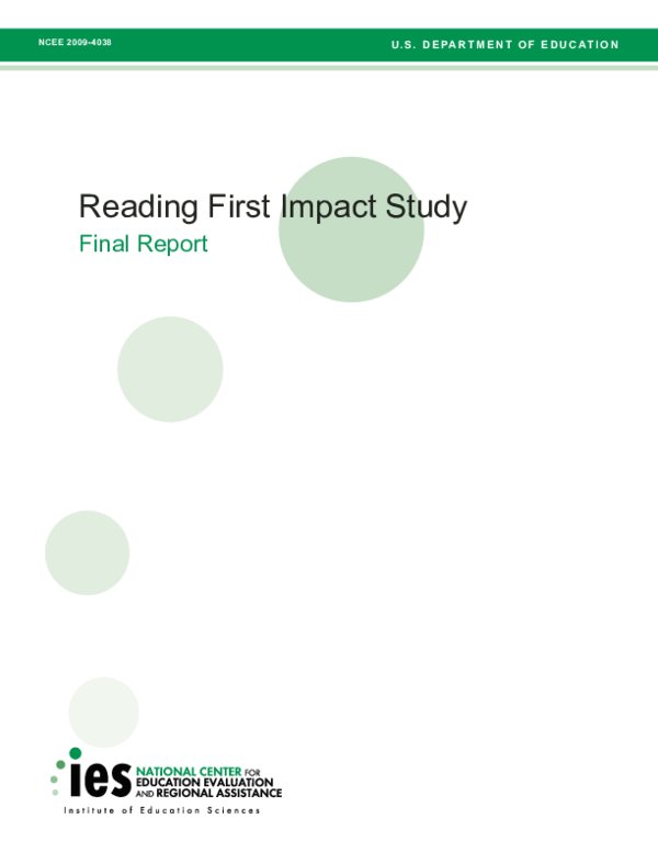 (PDF) Reading First Impact Study. Final Report. NCEE 2009-4038