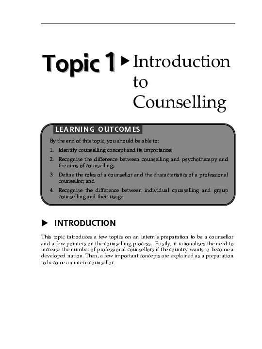 (PDF) Topic 1 introduction to counselling