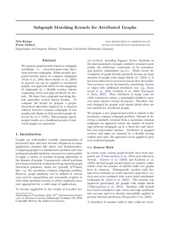 (PDF) Subgraph Matching Kernels for Attributed Graphs