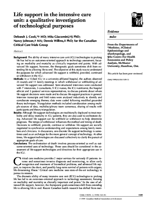 (PDF) Life support in the intensive care unit: a qualitative ...