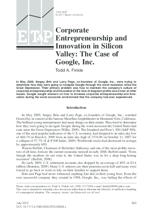 (PDF) Note to Instructors for Corporate Entrepreneurship and Innovation ...
