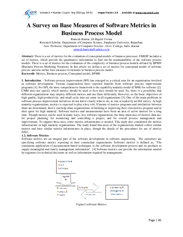 (PDF) A Survey on Base Measures of Software Metrics in Business Process ...