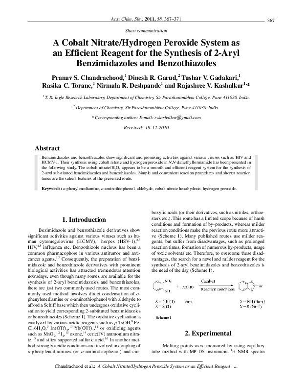 (PDF) A cobalt nitrate/hydrogen peroxide system as an efficient reagent ...