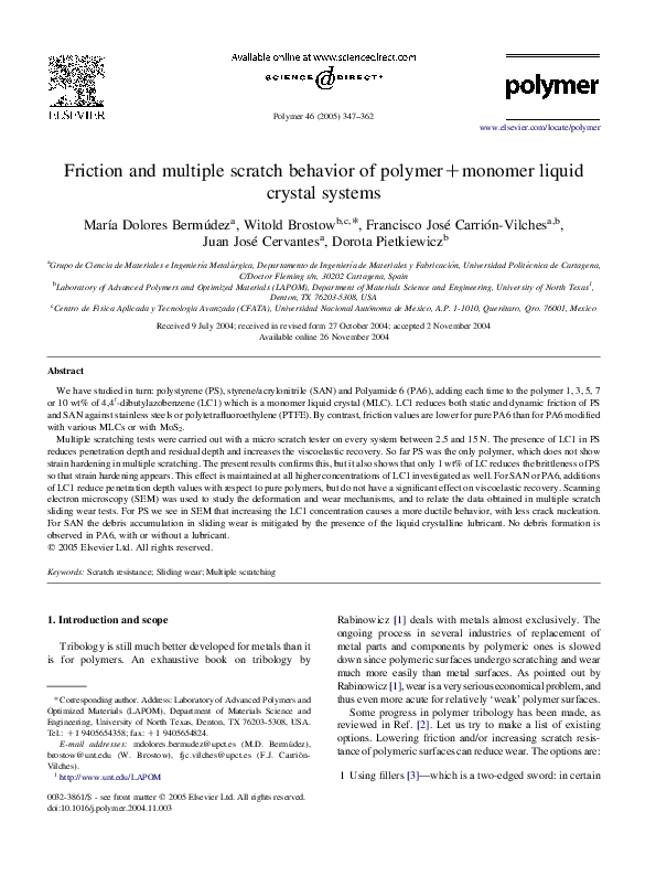 (PDF) Friction and multiple scratch behavior of polymer+ monomer liquid ...