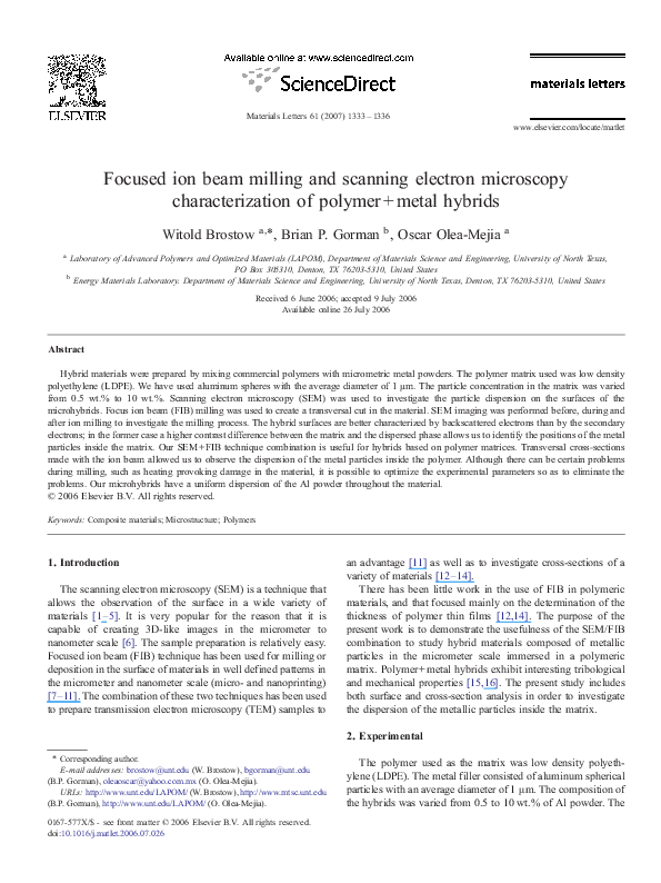 (PDF) Focused ion beam milling and scanning electron microscopy ...