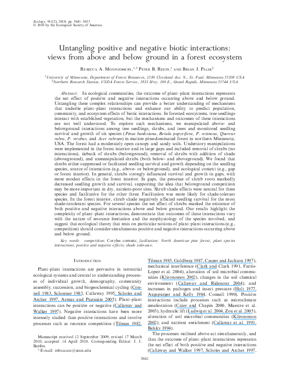 (PDF) Untangling positive and negative biotic interactions: views from ...