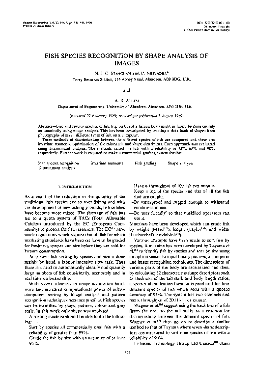 (PDF) Fish species recognition by shape analysis of images