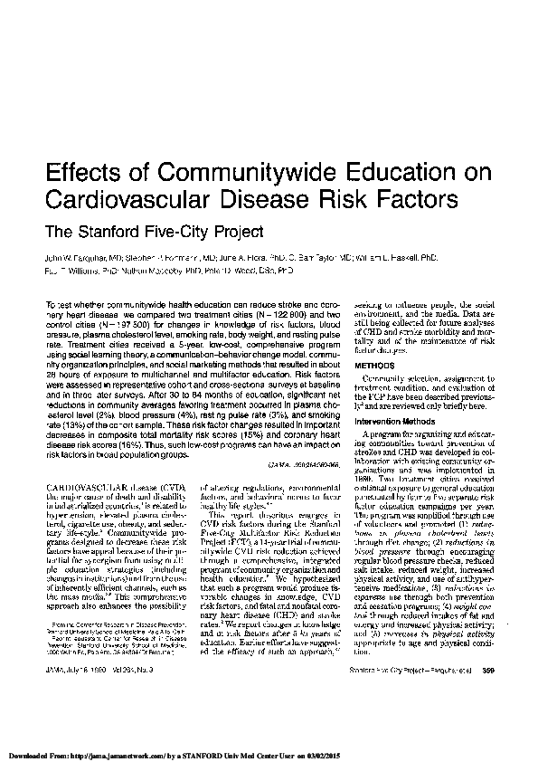 (PDF) Effects of Communitywide Education on Cardiovascular Disease Risk ...