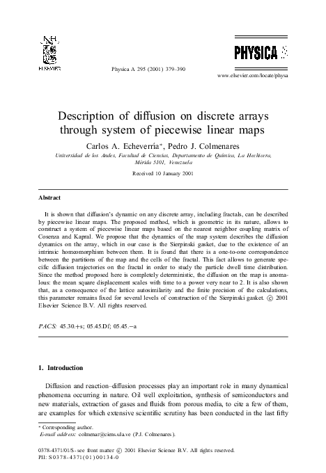 (PDF) Description of diffusion on discrete arrays through system of piecewise linear maps