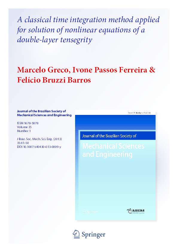 Pdf A Classical Time Integration Method Applied For Solution Of Nonlinear Equations Of A