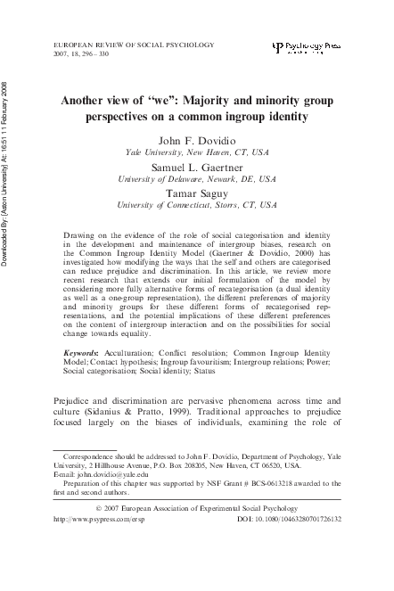 (PDF) Another view of “we”: Majority and minority group perspectives on ...
