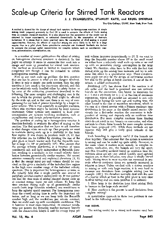 (PDF) Scale-up criteria for stirred tank reactors
