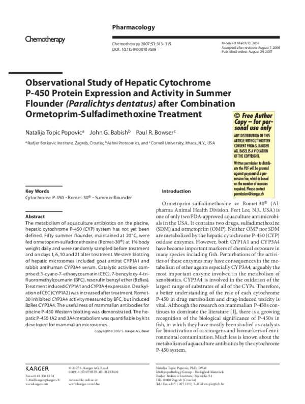 (PDF) Observational Study of Hepatic Cytochrome P-450 Protein ...