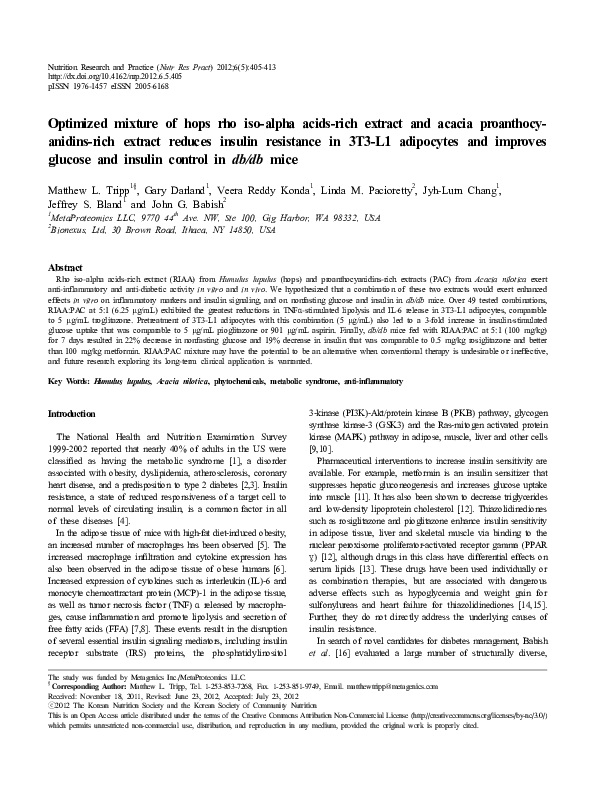 (PDF) Optimized mixture of hops rho iso-alpha acids-rich extract and ...