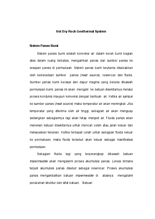 (DOC) Hot Dry Rock Geothermal System