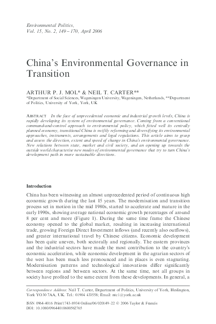 (PDF) China's environmental governance in transition