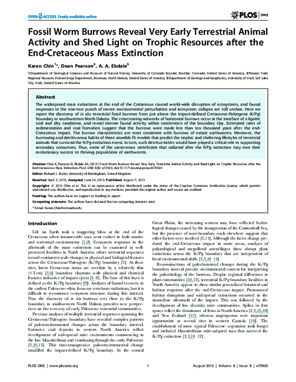 (PDF) Fossil worm burrows reveal very early terrestrial animal activity ...