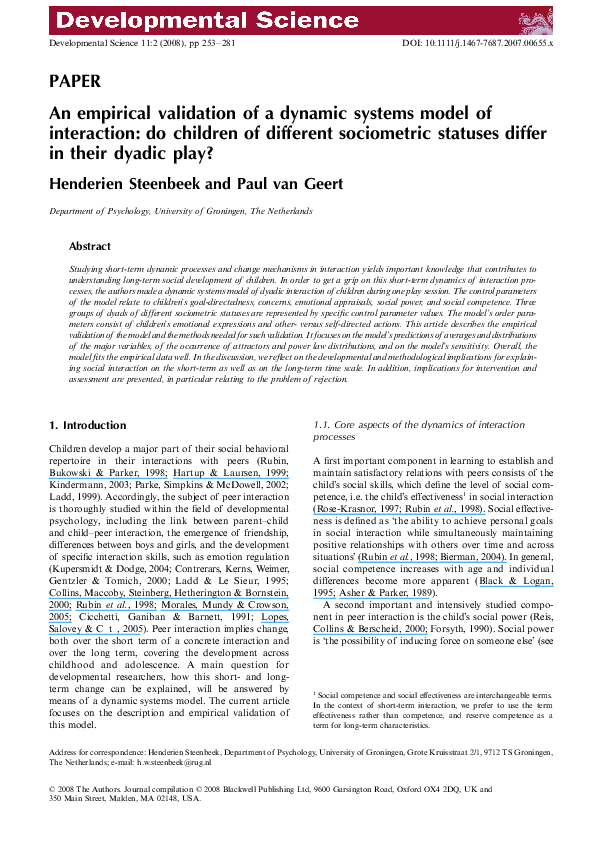 (PDF) An empirical validation of a dynamic systems model of interaction ...