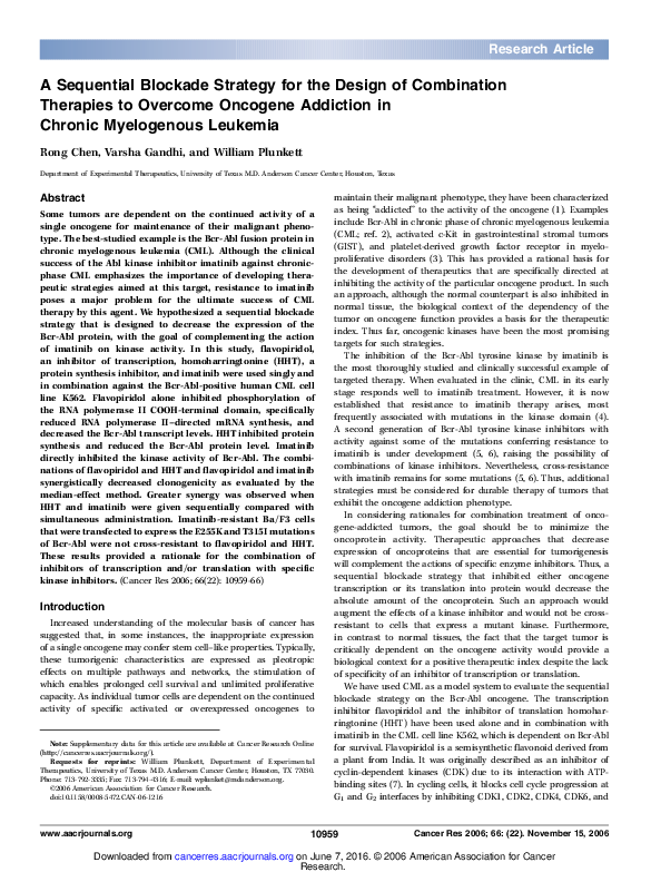 (PDF) Sequential Blockade to Combat CML Oncogene Addiction