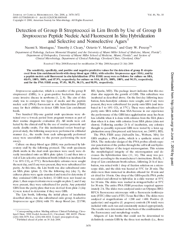 (PDF) Detection of Group B Streptococci in Lim Broth by Use of Group B ...