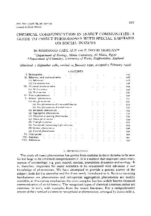 (PDF) CHEMICAL COMMUNICATION IN INSECT COMMUNITIES: A GUIDE TO INSECT ...