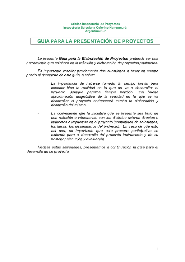(DOC) Guia para la presentacion de proyectos