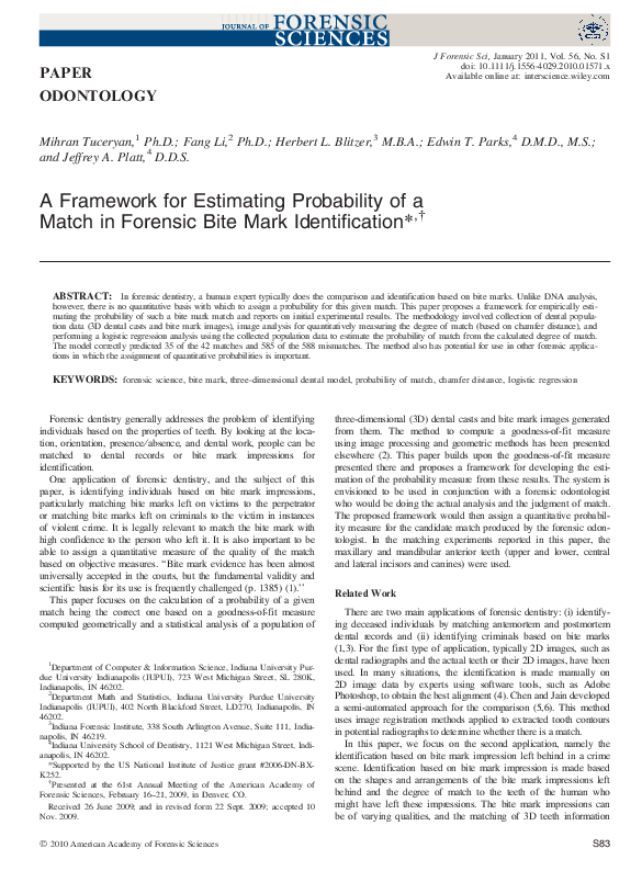 (PDF) A Framework for Estimating Probability of a Match in Forensic ...