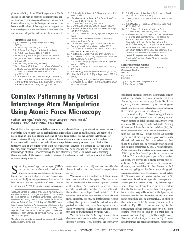 (PDF) Complex Patterning by Vertical Interchange Atom Manipulation Using Atomic Force Microscopy