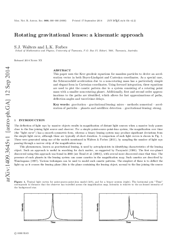 (PDF) Rotating gravitational lenses: a kinematic approach